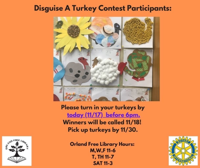 Disguise A Turkey Contest Update - Orland Free Library